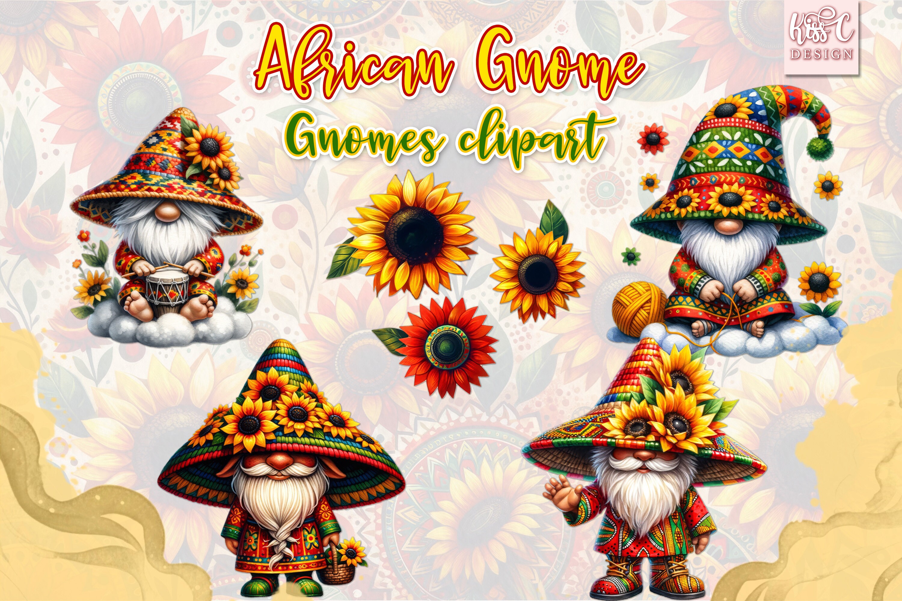 Watercolor African Gnomes PNG Clipart. Printable Black History Month ...