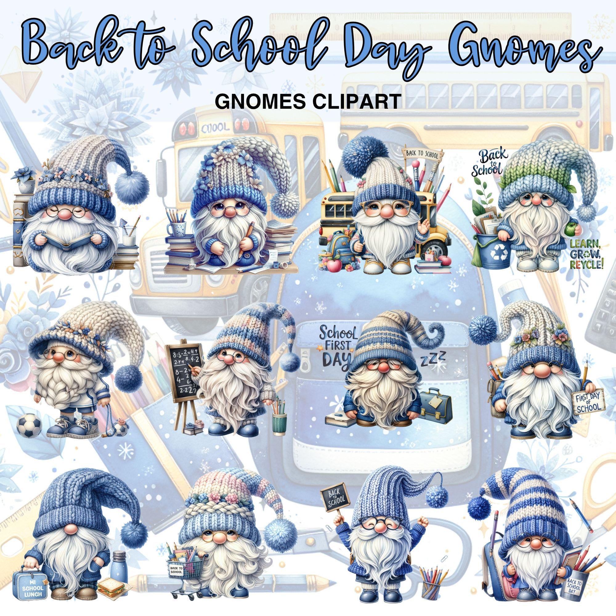 Back to School Gnomes Watercolor Clipart, Classroom Decor (PNG) - Etsy