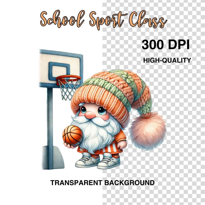 Watercolor Back to School Sporty Gnomes Clipart. 12 Gym Class Gnomes ...