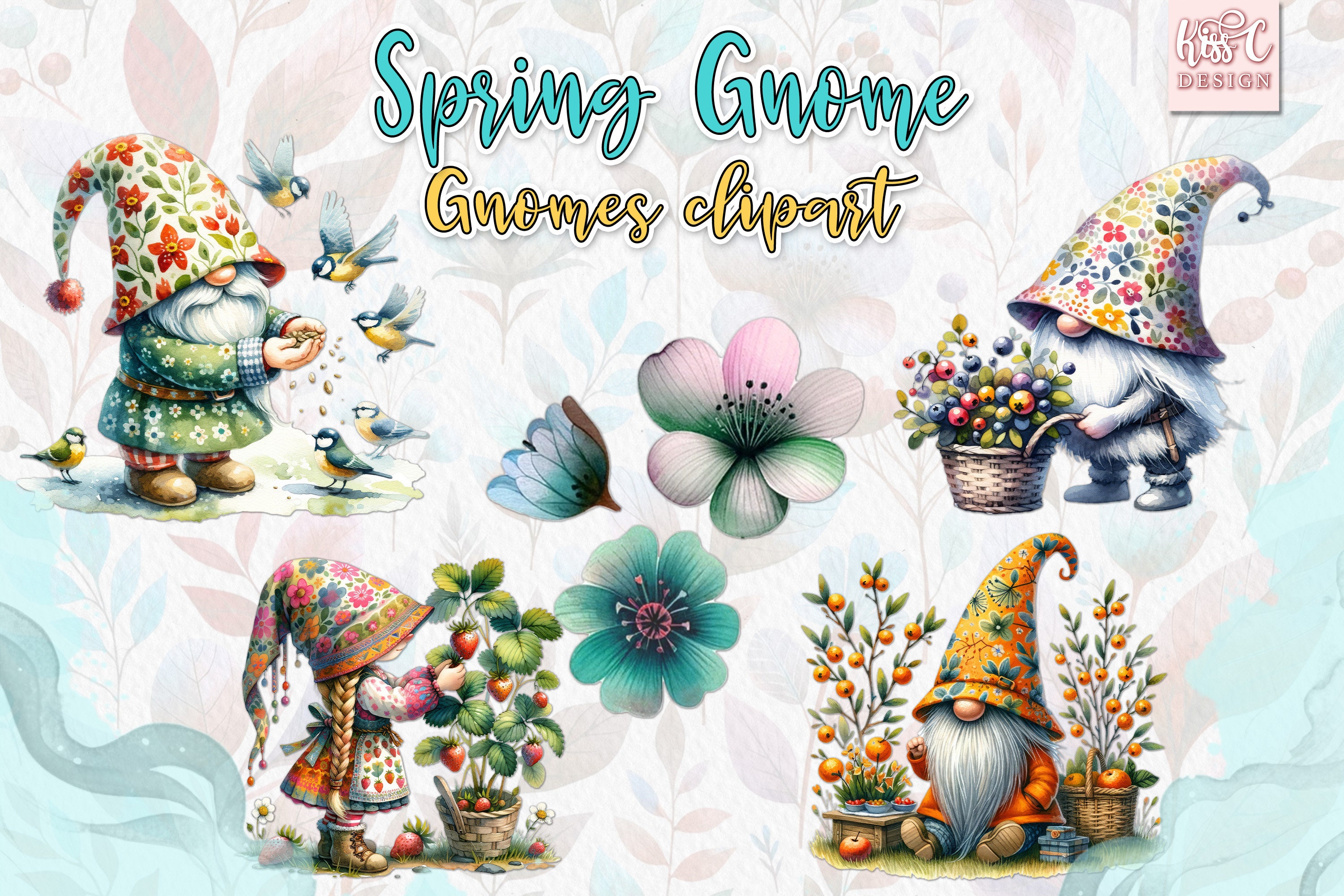 Happy Spring Gnomes PNG Clipart. Scandinavian Gnome PNG Bundle. Spring ...