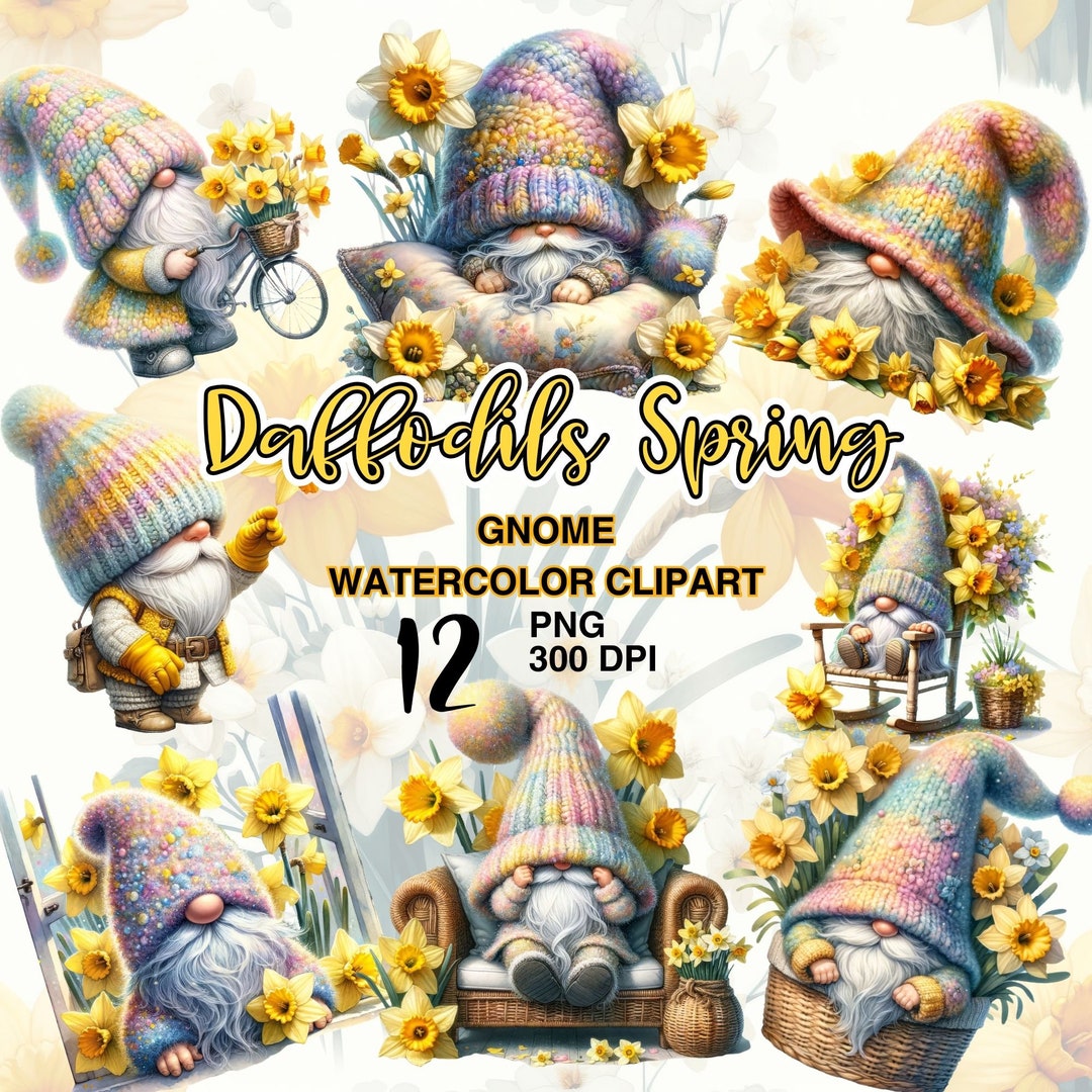 Watercolor Spring Gnomes PNG Clipart. Gnome PNG Bundle. Spring Season ...