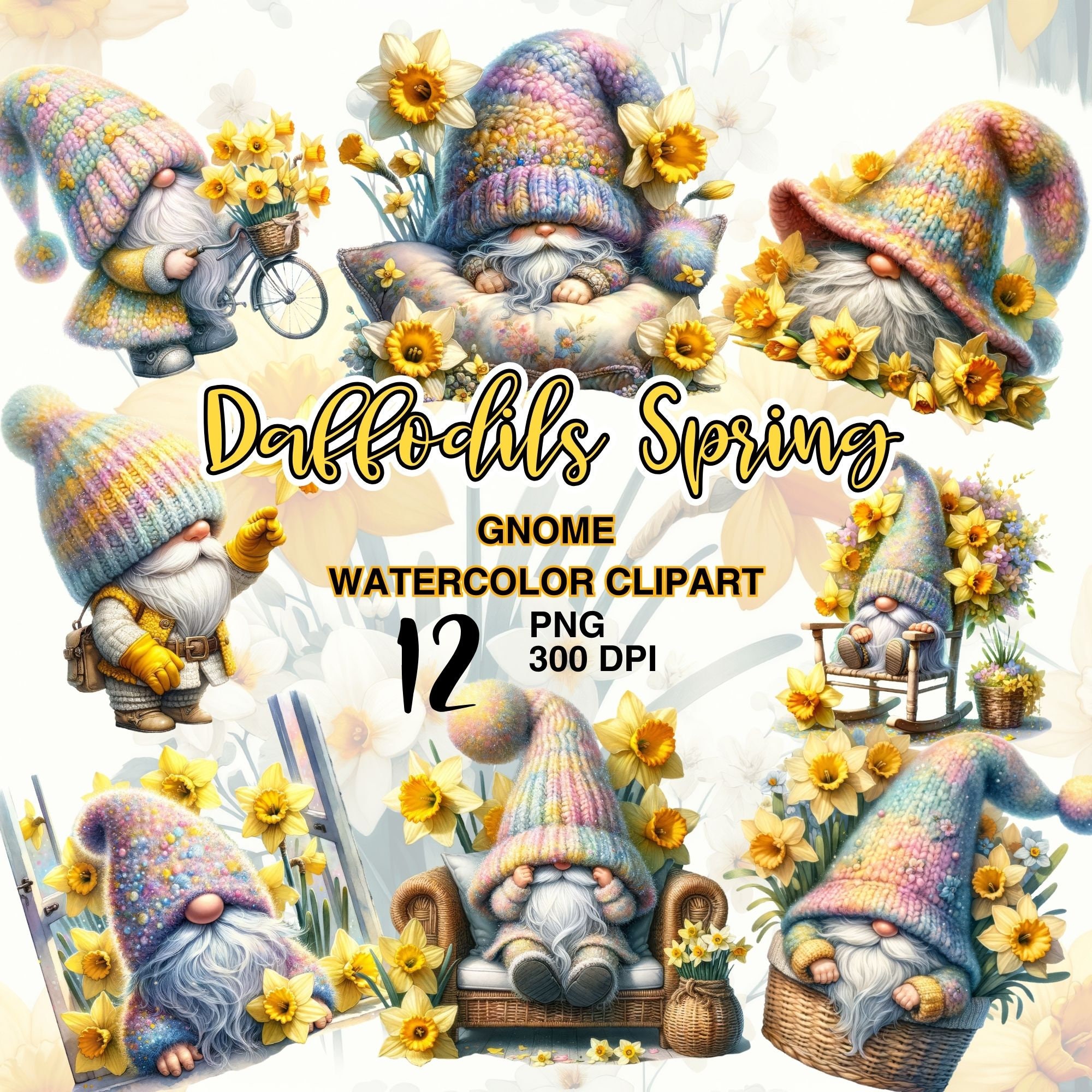 Watercolor Spring Gnomes PNG Clipart. Gnome PNG Bundle. Spring Season ...