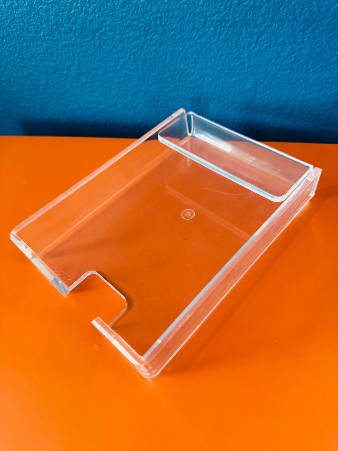 Vintage Clear Acrylic Note Holder Paper Organizer Desktop Office ...