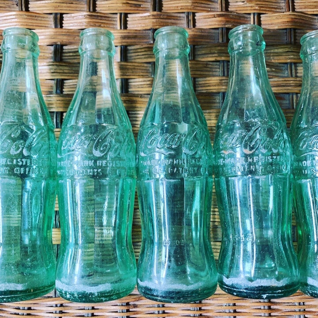 Vintage Coca-cola Bottle Coke 50s 60s Embossed Antique Green Glass - Etsy