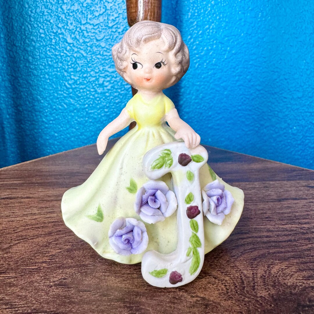 Vintage George Good “J” Girl Figurine: Floral Birthday Statue - Etsy