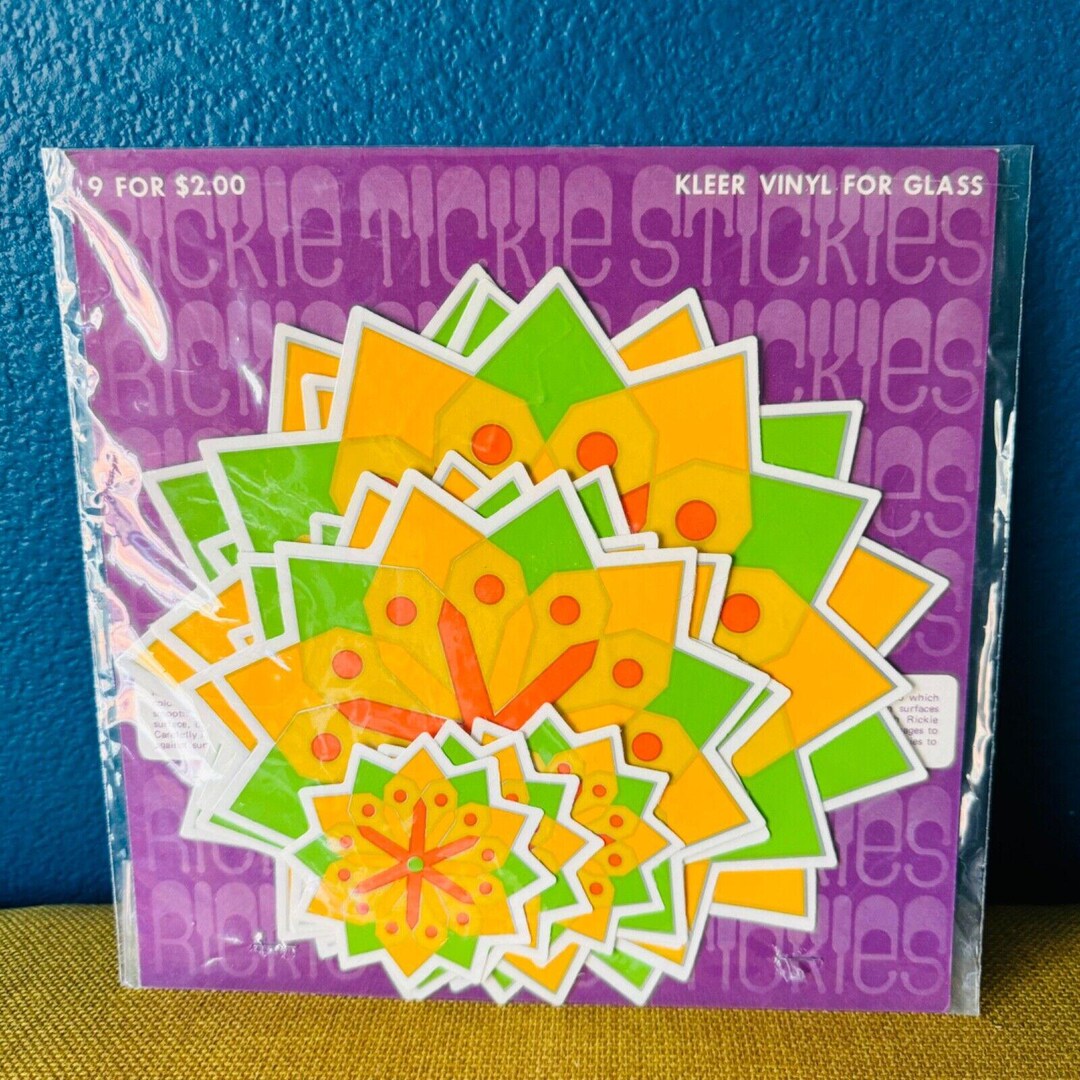 Vtg Rickie Tickie Stickies 60s Window Decals Psychedelic Christmas ...
