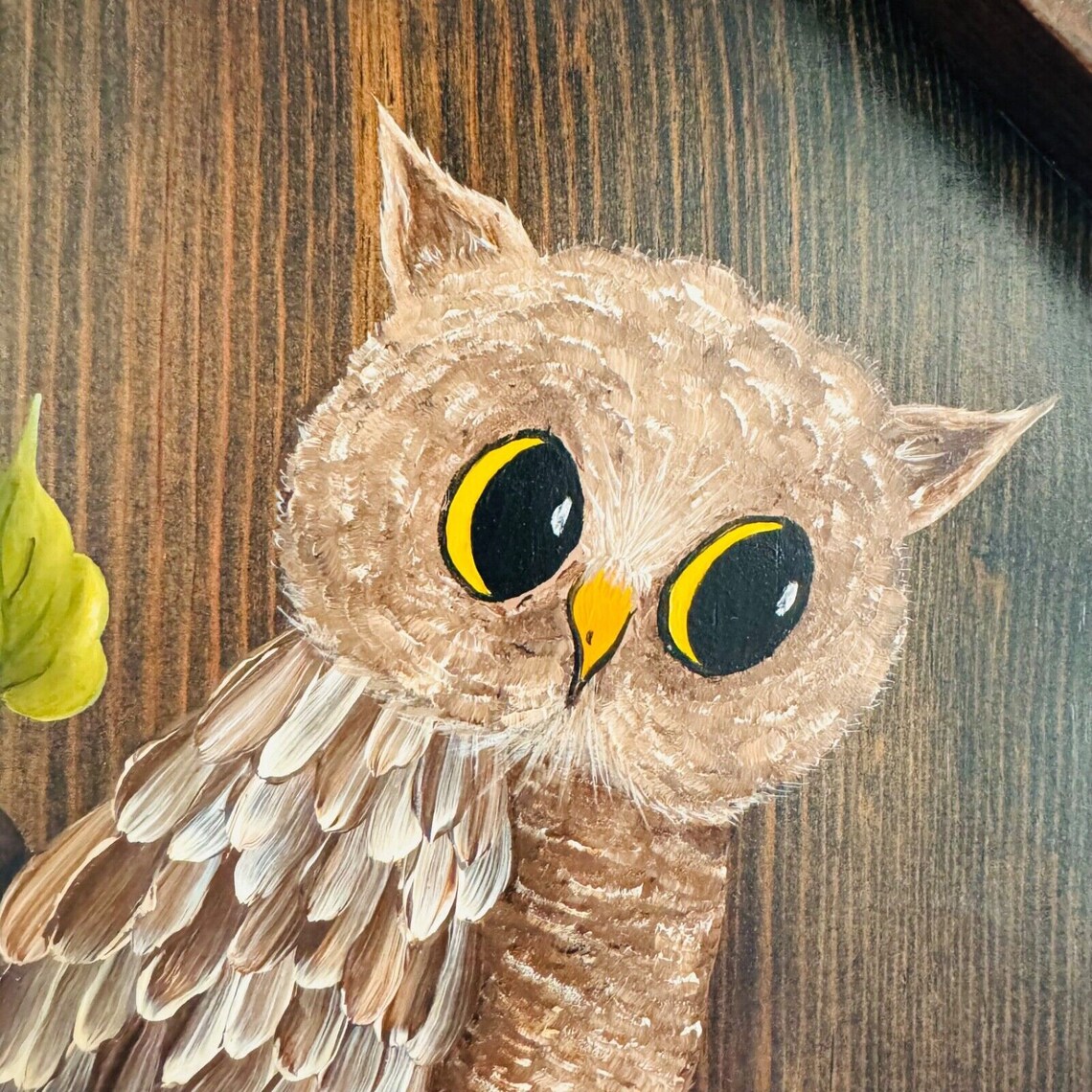 Vtg 70s Signed Owl Painting Rustic Handpainted Stained Wood Owls - Etsy