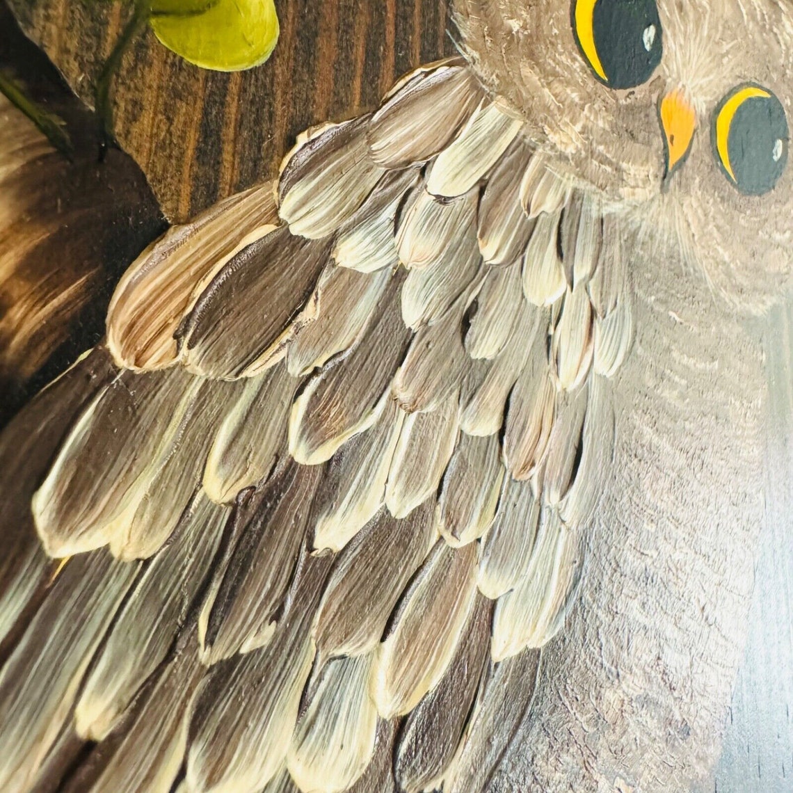 Vtg 70s Signed Owl Painting Rustic Handpainted Stained Wood Owls - Etsy