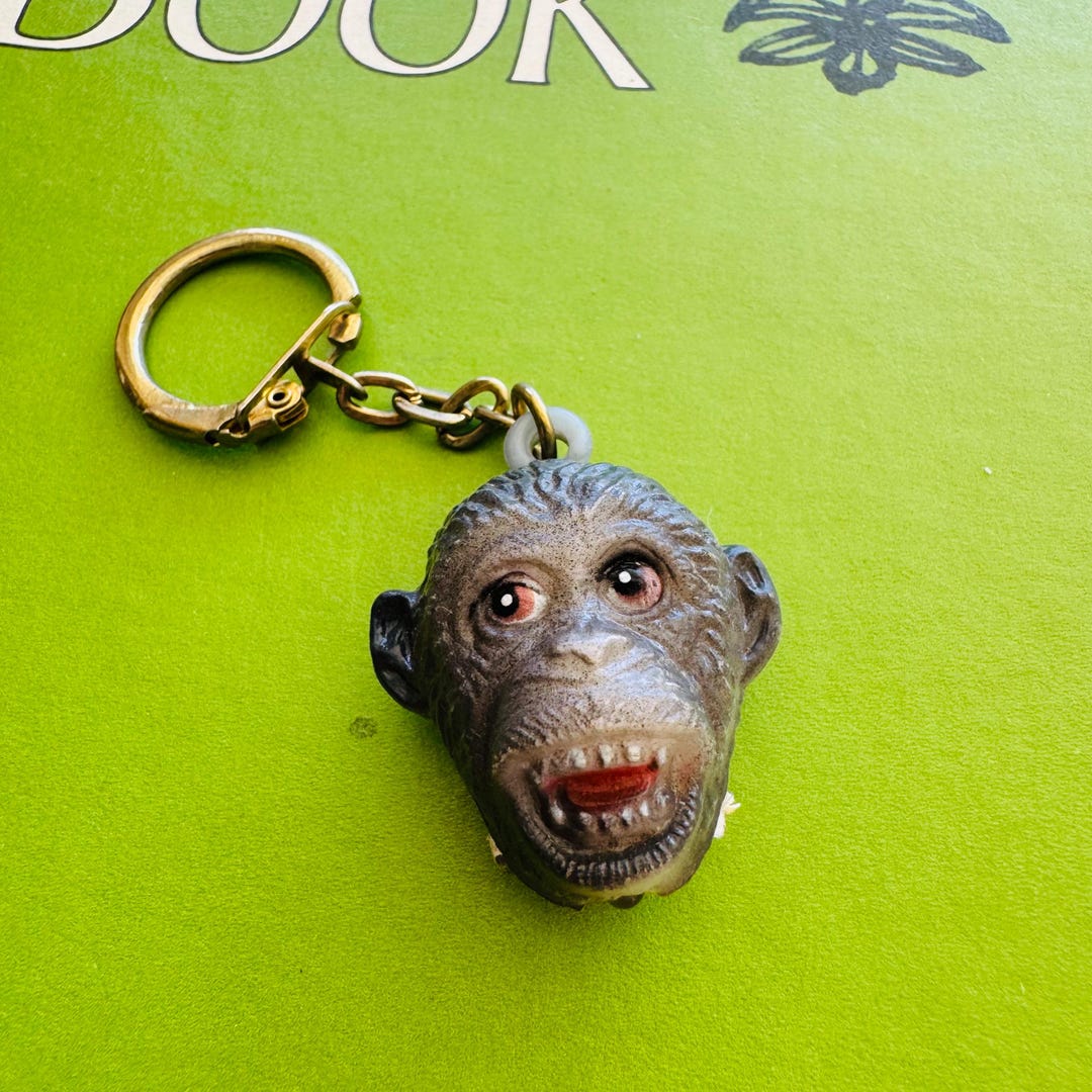 Vintage Monkey Head Light Keychain 80s Keys Purse Accessory Charm ...