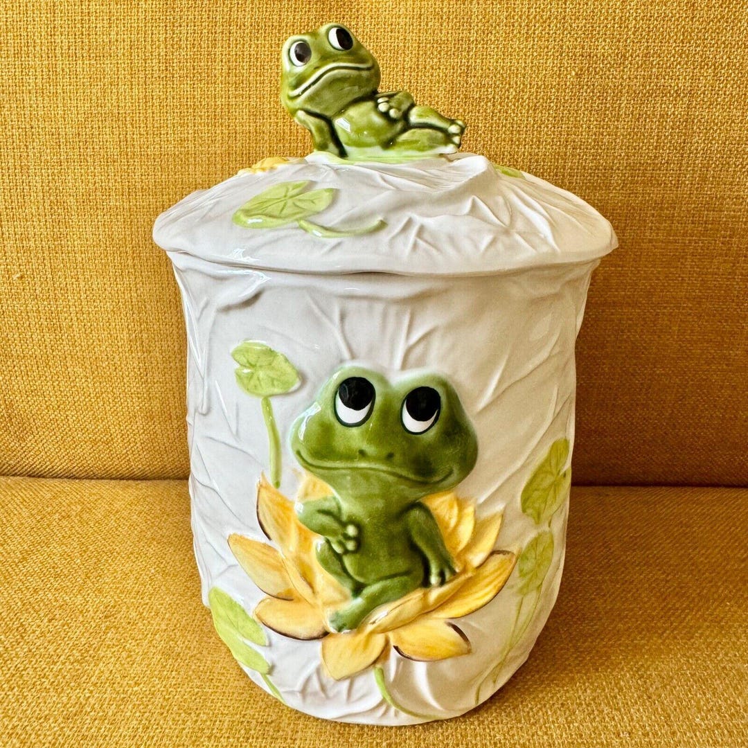 Vintage Sears Roebuck Neil the Frog Ceramic Canister 8.5 Tall W/lid ...