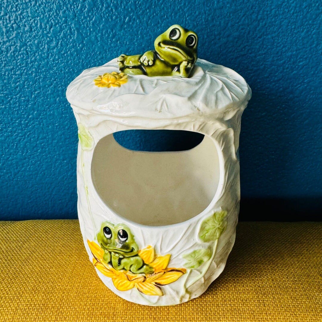 Vintage Neil the Frog Bird Feeder Plant Holder Planter Sears READ ...