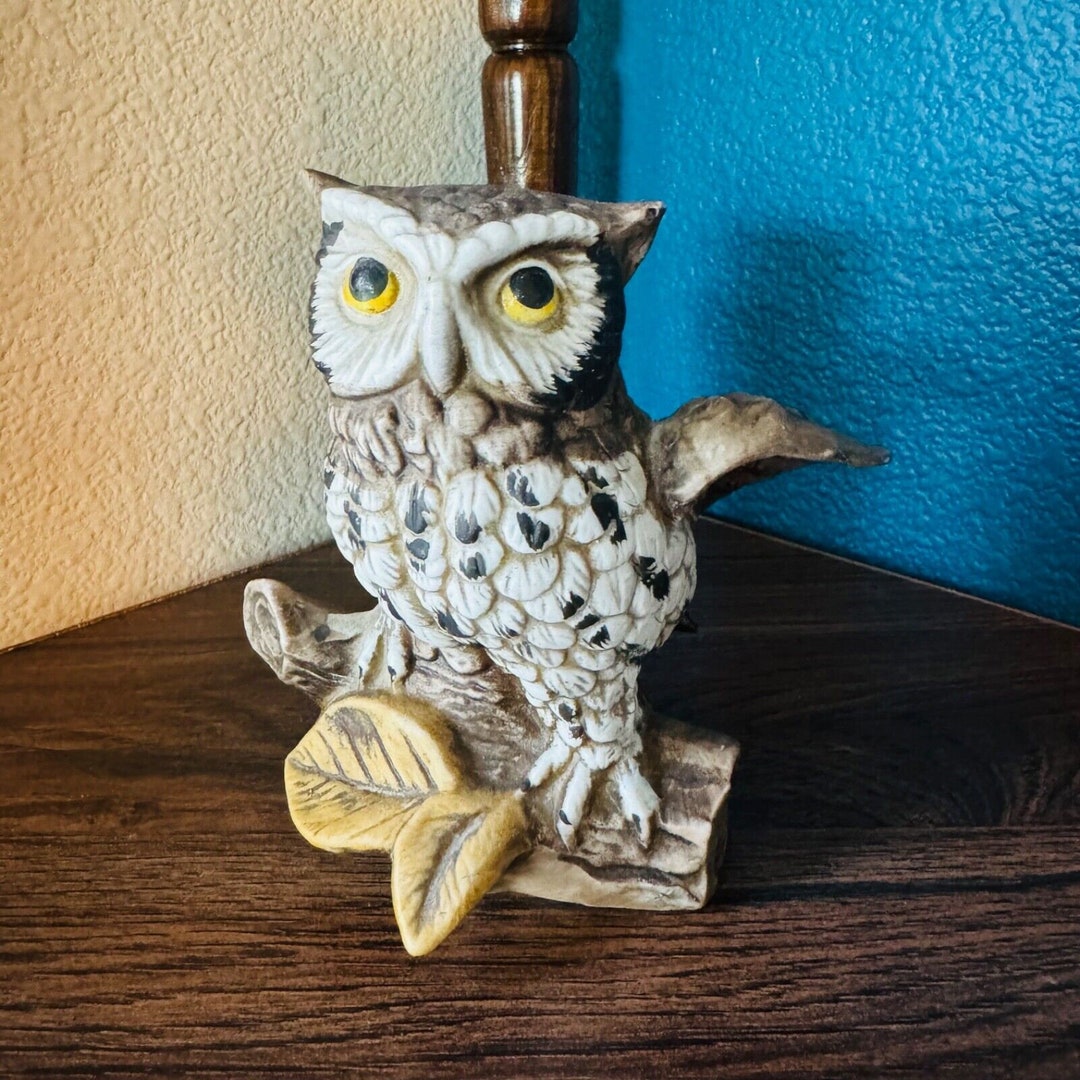 Vintage Homco Porcelain Barn Owl on Branch Figurine MCM Midcentury - Etsy