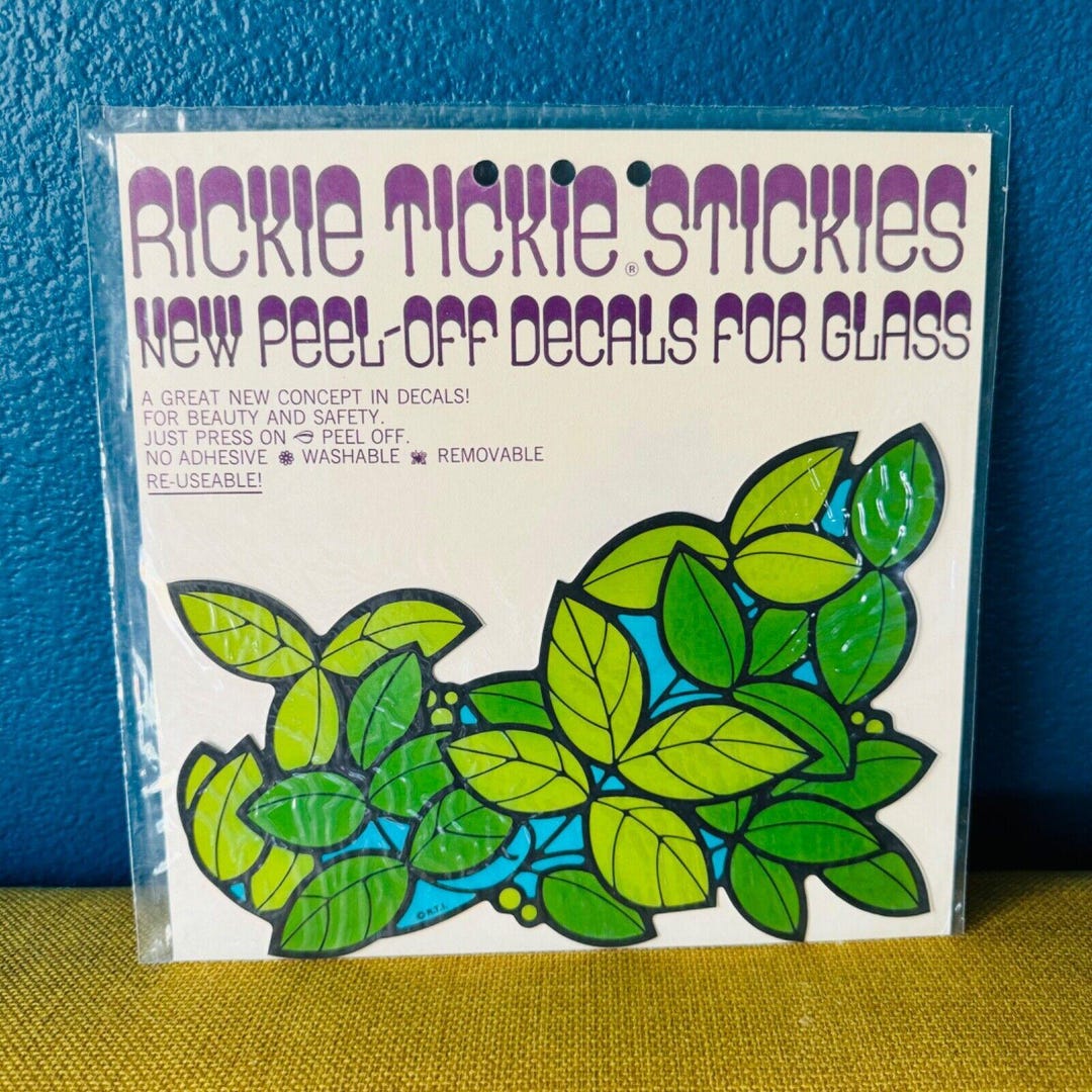 Vintage Rickie Tickie Stickies 60s Large Greenery Leaves Window Decal ...