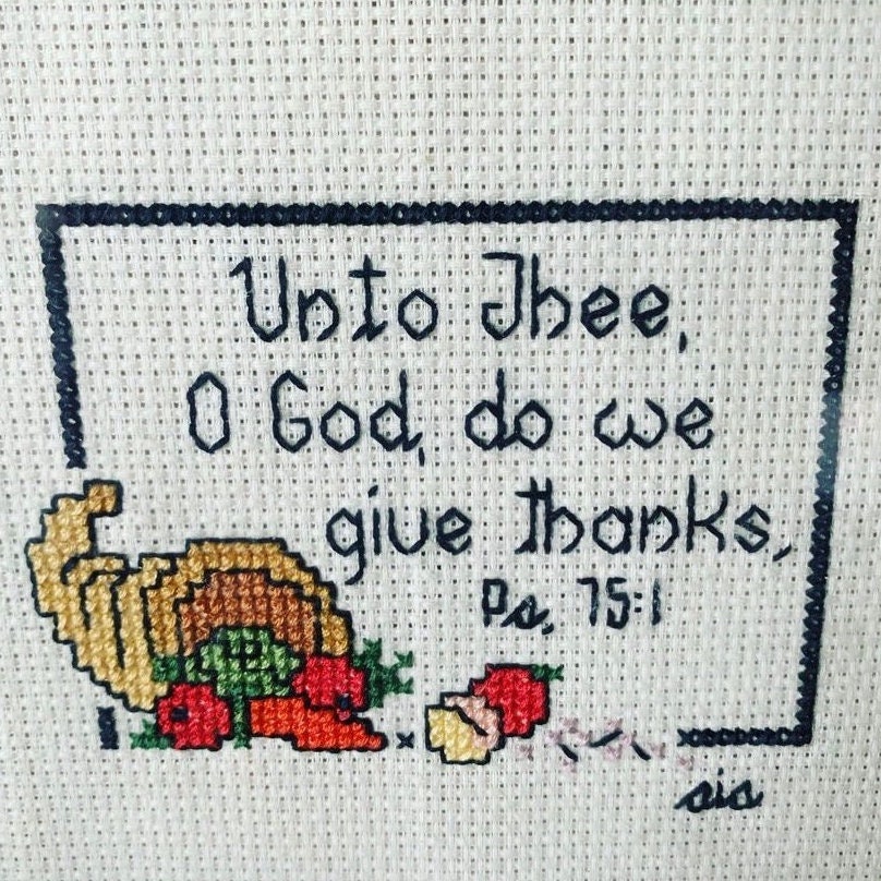 Needlepoint Cornucopia Psalms Bible Verse Crewel Gallery Wall Art ...