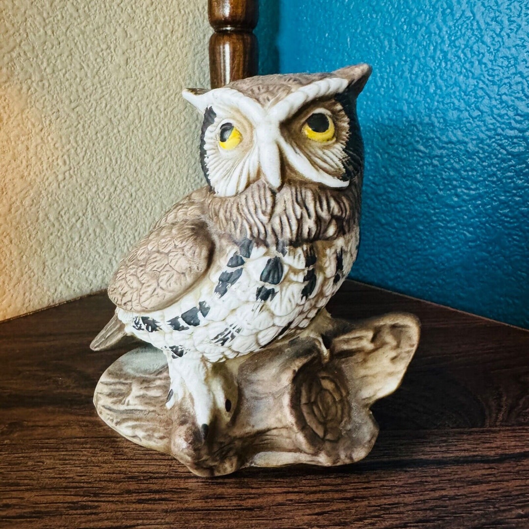Vintage Homco Porcelain Ceramic Owl on Branch MCM Midcentury - Etsy