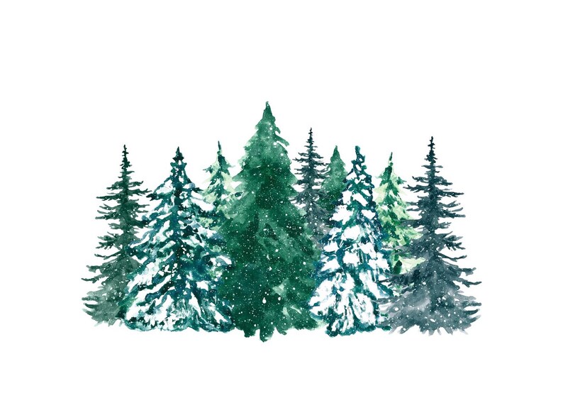 Evergreen Forest Printable, Evergreen Download, Watercolor Evergreen ...