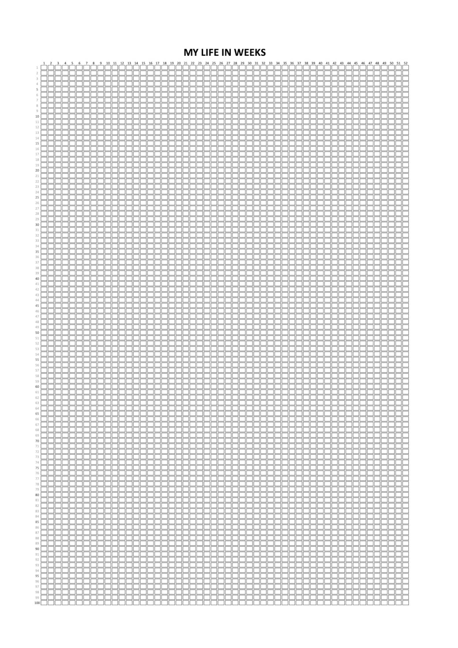 My Life in Weeks Poster Simple 100 Years A4 PDF - Etsy Norway