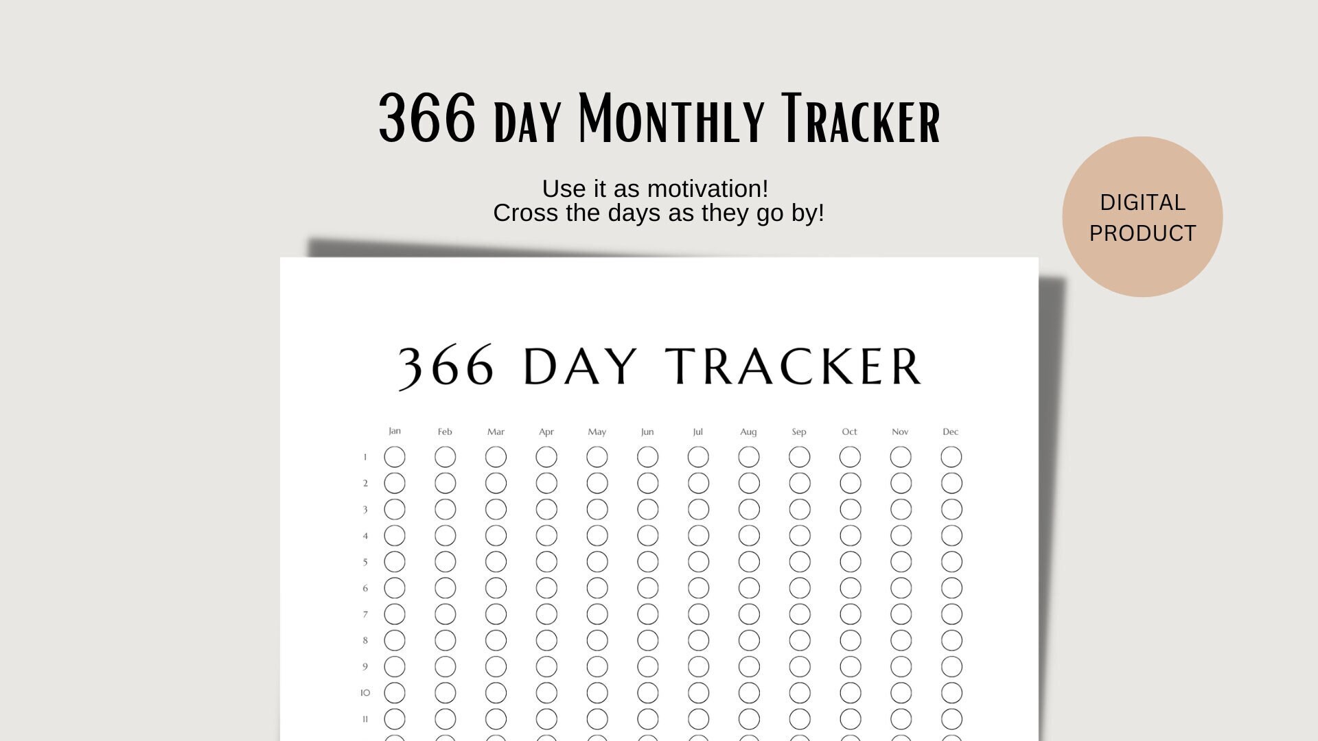366 Day Year Habit Tracker Poster | Leap Year | A4 PDF - Etsy
