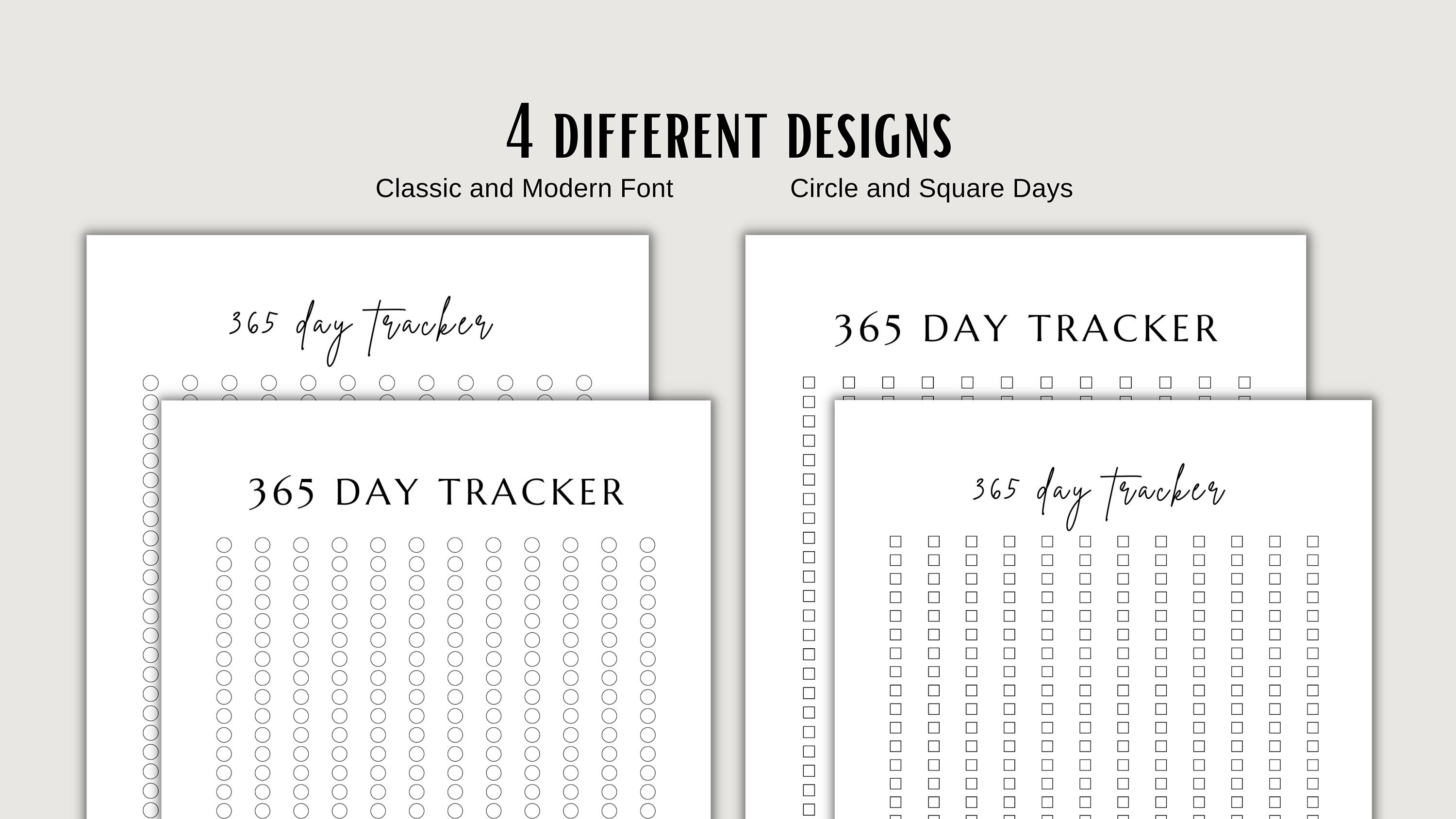 365 Day Tracker Poster | Yearly Annual Tracker | A4 PDF - Etsy