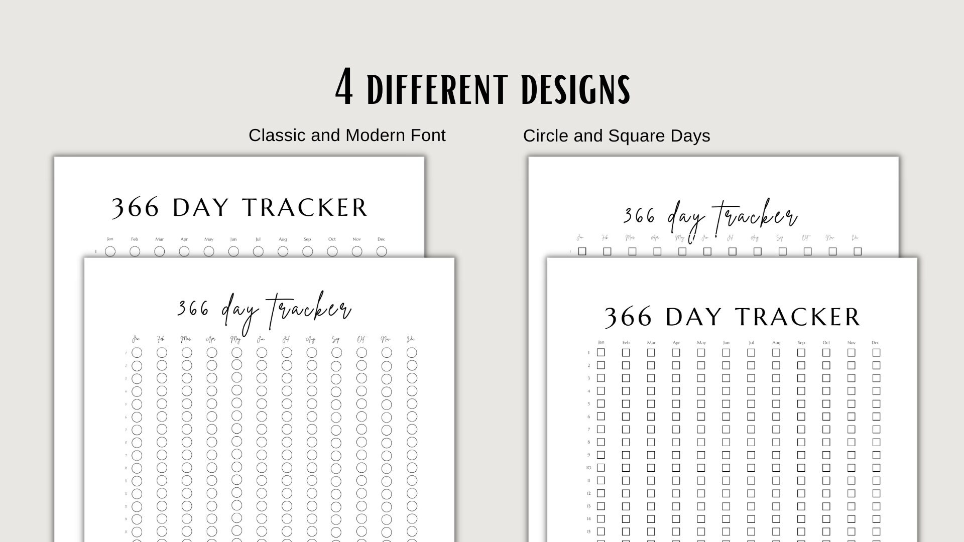 366 Day Year Habit Tracker Poster | Leap Year | A4 PDF - Etsy