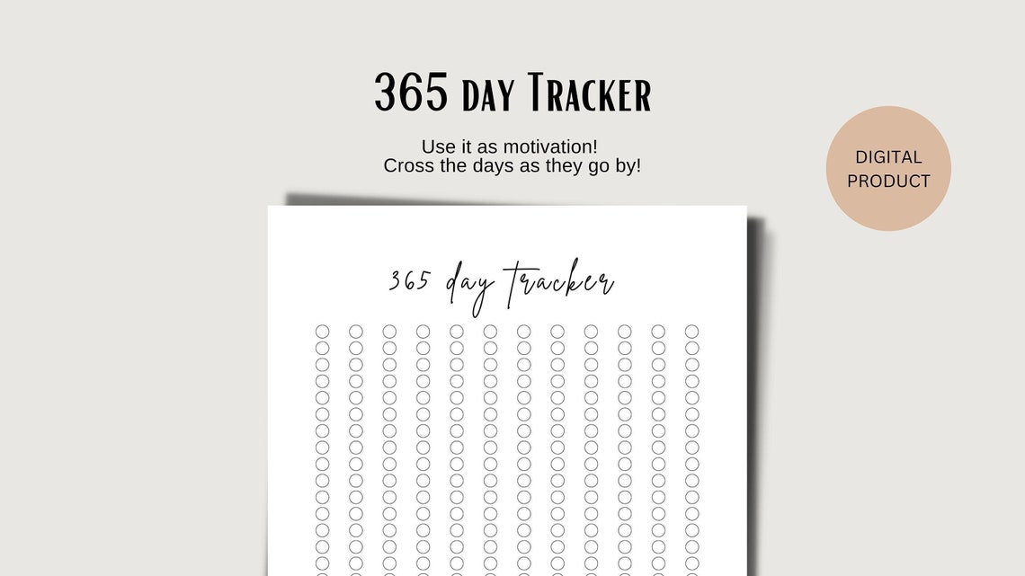365 Day Tracker Poster | Yearly Annual Tracker | A4 PDF - Etsy