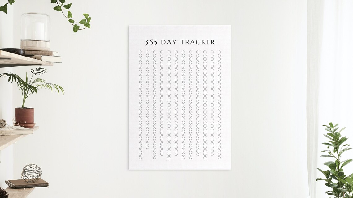 365 Day Tracker Poster | Yearly Annual Tracker | A4 PDF - Etsy