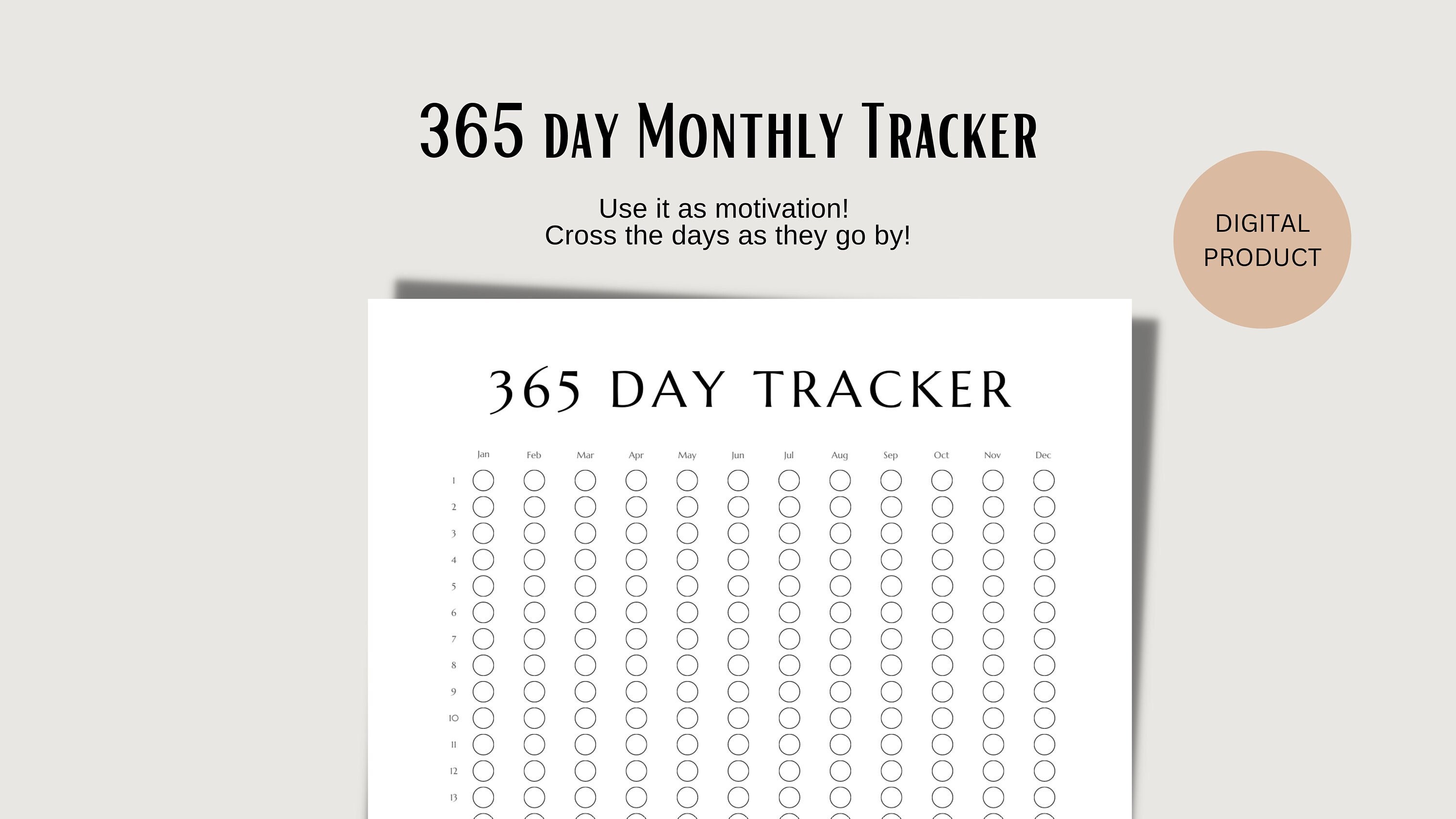 365 Day Tracker Poster | Month | A4 PDF - Etsy