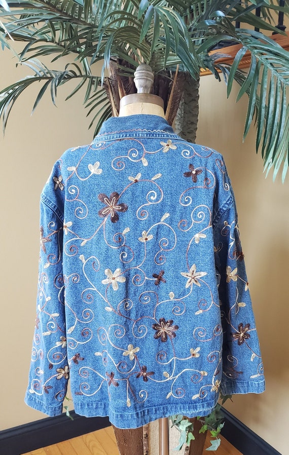 Vintage Embroidered UNITS Jean Jacket Denim Coat Butt… - Gem