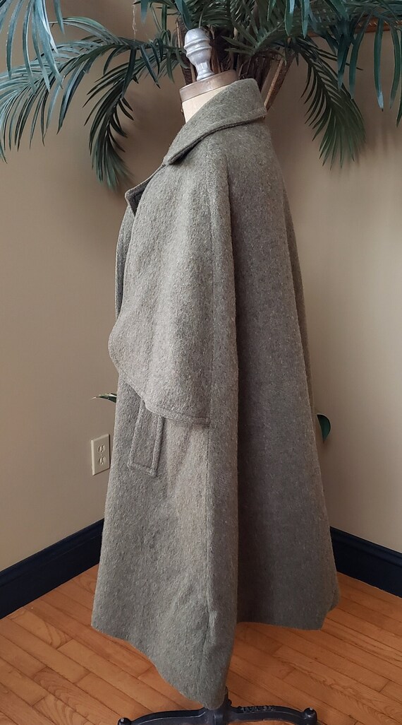 RARE Vintage Wool Cloak Cape Poncho Parka Army Olive … - Gem