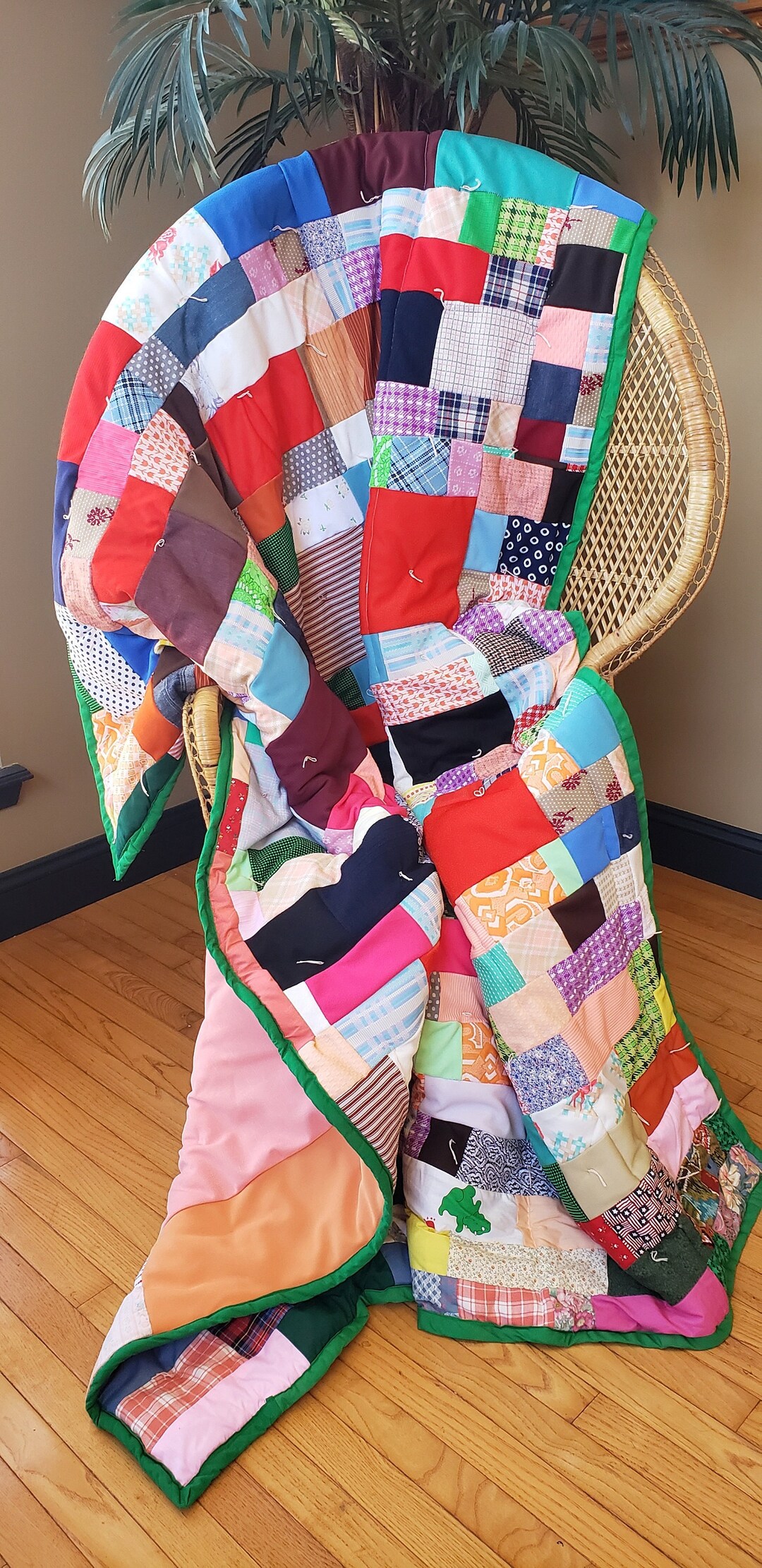 Vintage Chunky Eclectic Boho Patchwork Quilt_cover Blanket_handmade ...