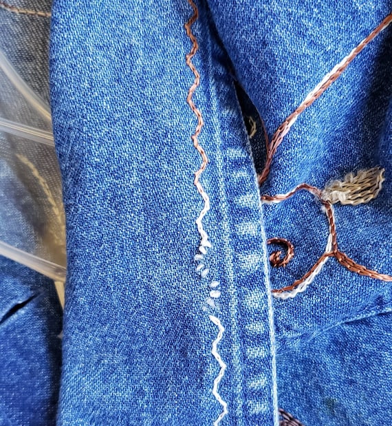 Vintage Embroidered UNITS Jean Jacket Denim Coat Butt… - Gem