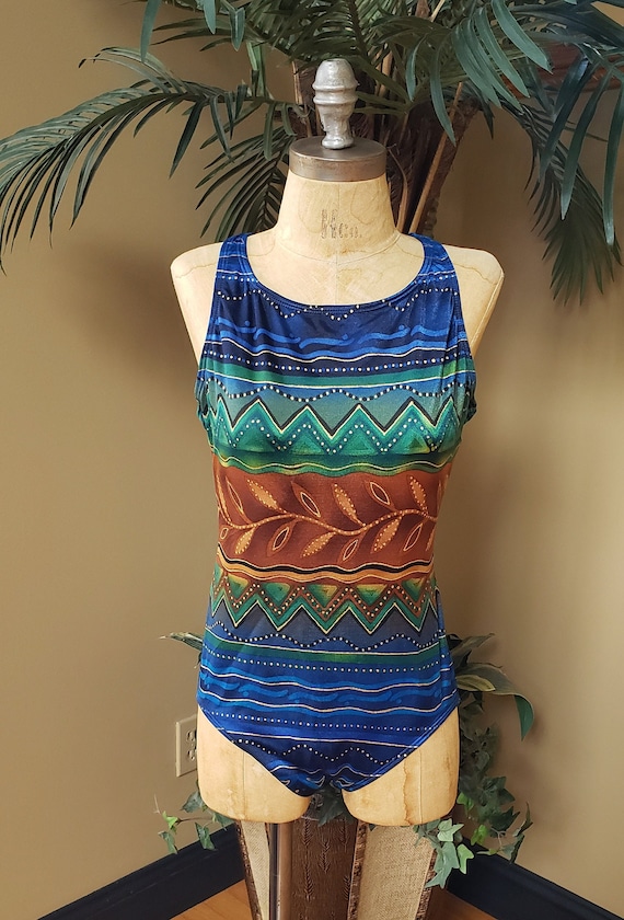 SIRENA One Piece Swimsuit Aztec Tribal Geometric High… - Gem