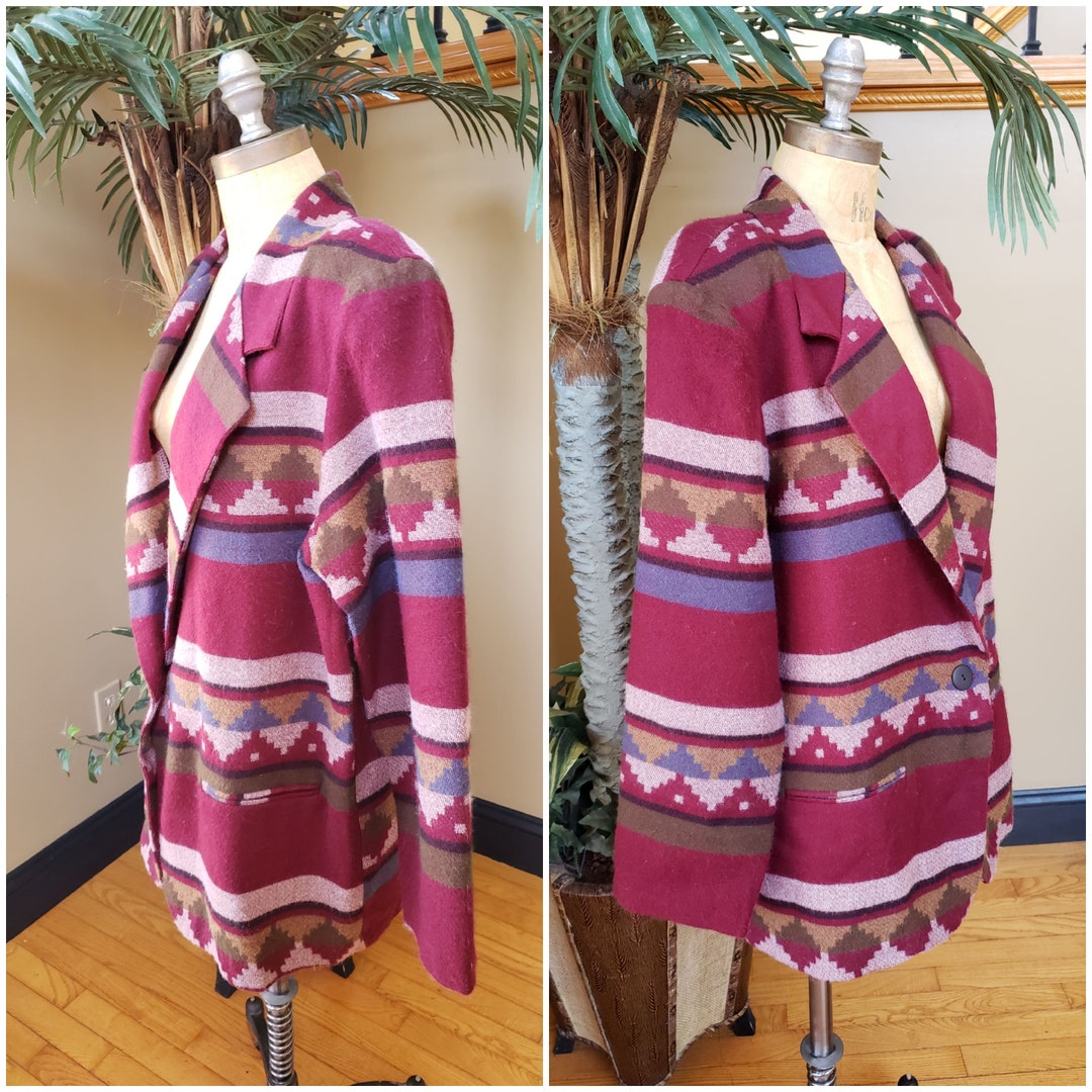 Vintage Flannel Southwest Southwestern Aztec Blazer Jacket Coat_western ...