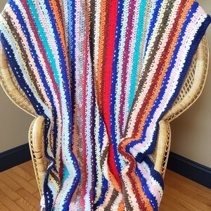 Vintage Mulitcolor Striped Afghan_reversible Handmade Blanket Throw ...