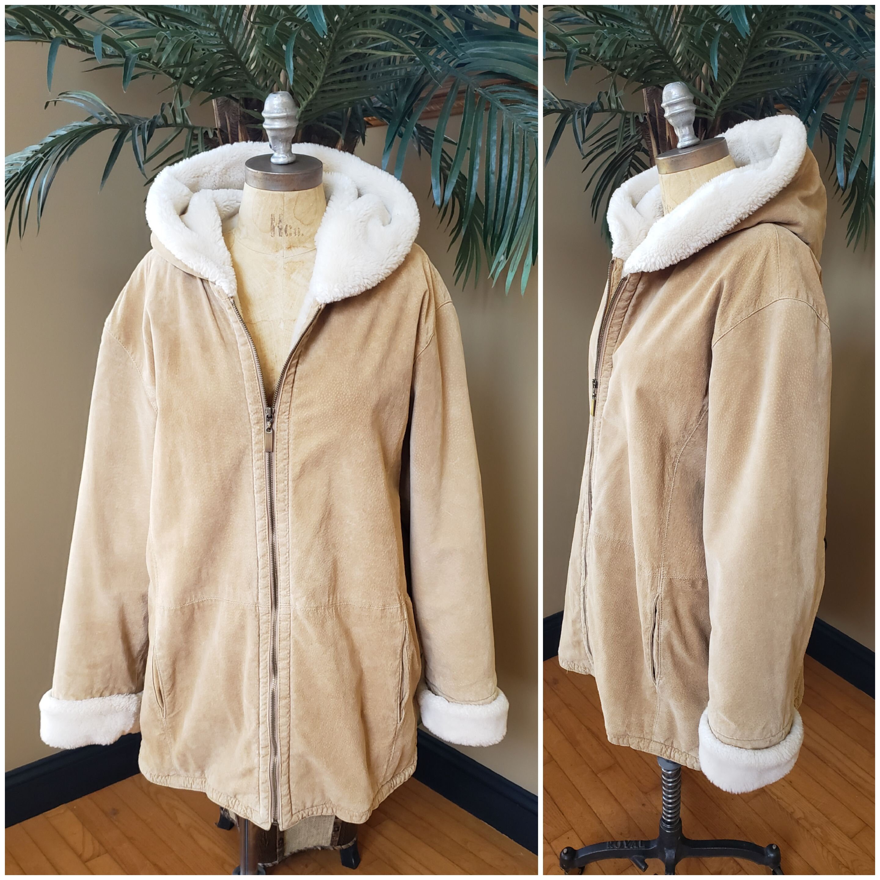 Vintage Suede Leather Coat Faux Fur Lined Zip up ST. JOHNS Vintage Suede Leather Coat Faux Fur Lined Zip up ST. JOHNS