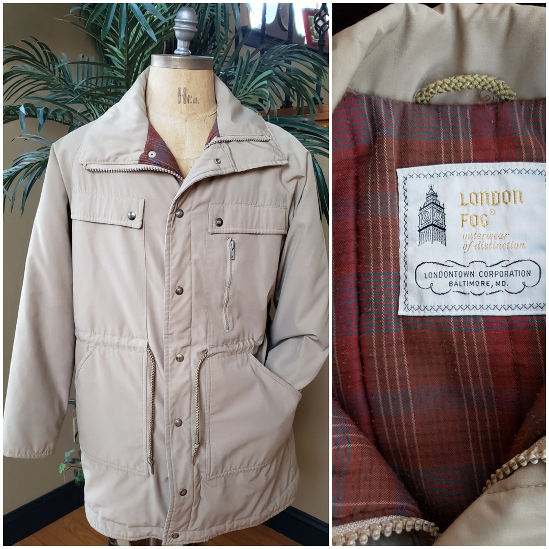 Vintage Men's LONDON FOG Coat_flannel Lined Parka Winter_beige Tan Long ...
