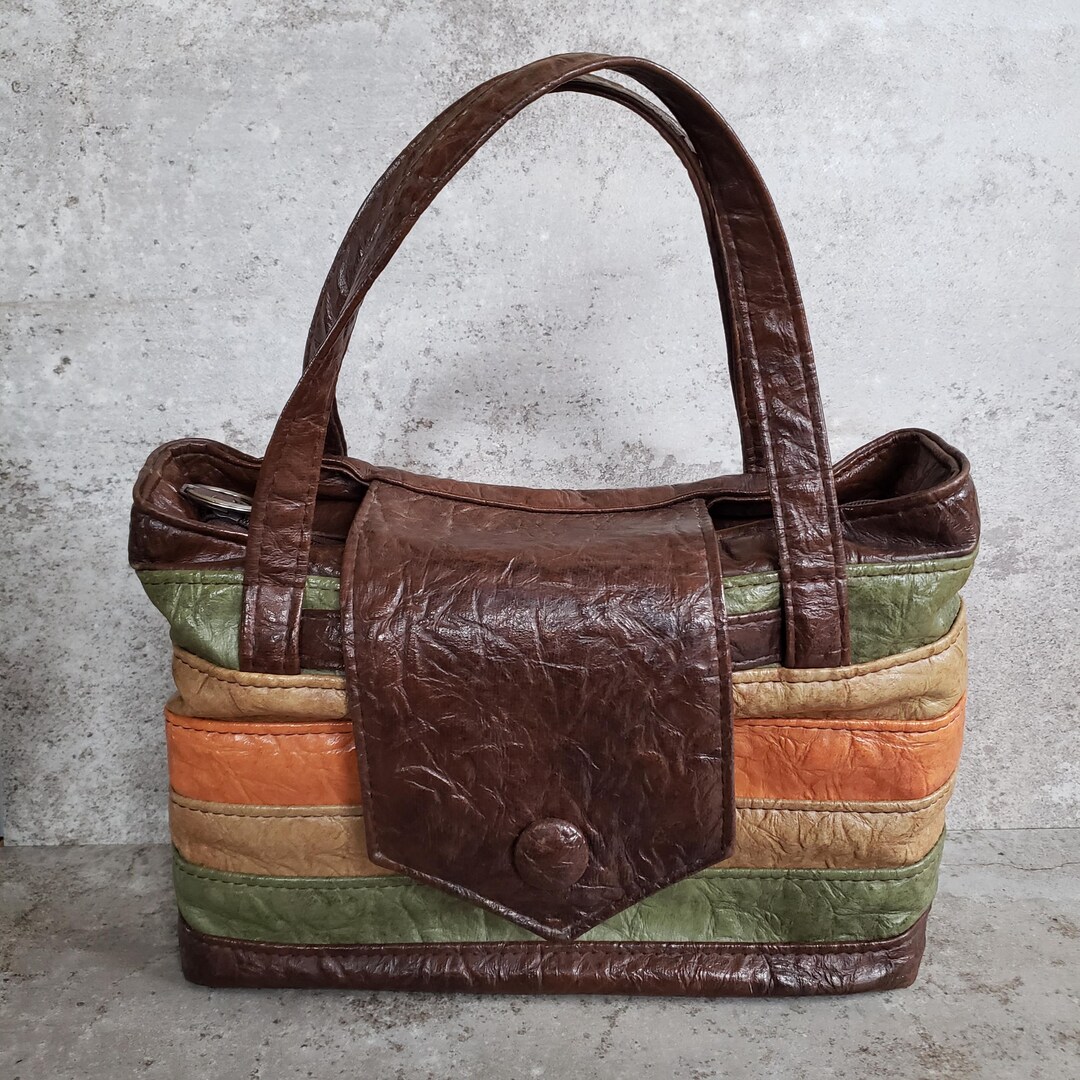 Vintage 70's Striped Patchwork Color Block Purse Hobo Shoulder Bag 1970 ...