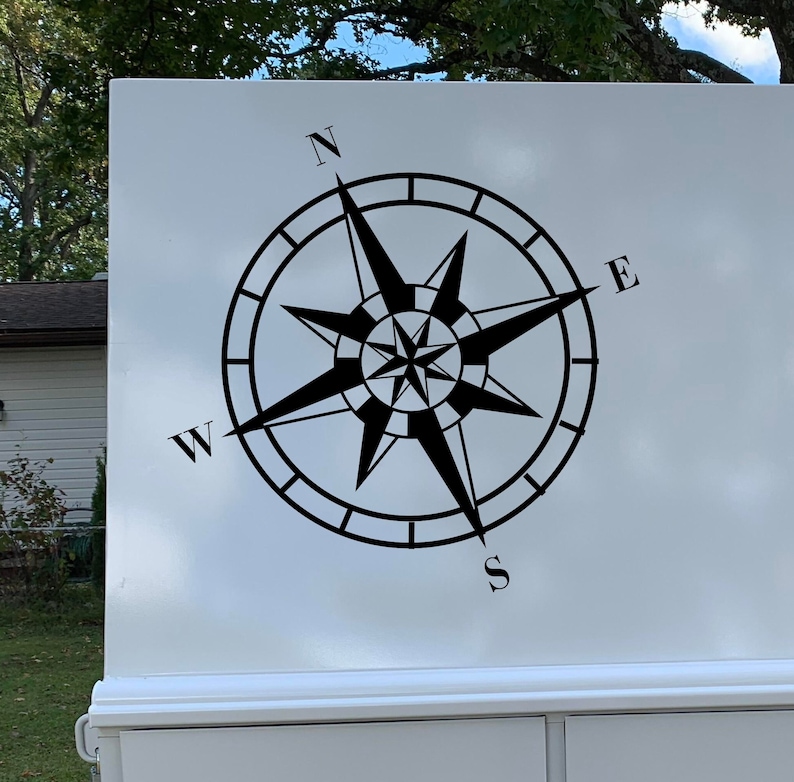 Compass Rose Vinyl Decal, RV, Trailer, Car, Wall Sticker, Removable Art ...