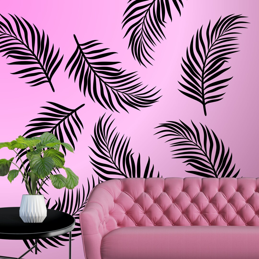 Palm Leaf Vinyl Wall Decal: Tropical Leaves Mural - Etsy