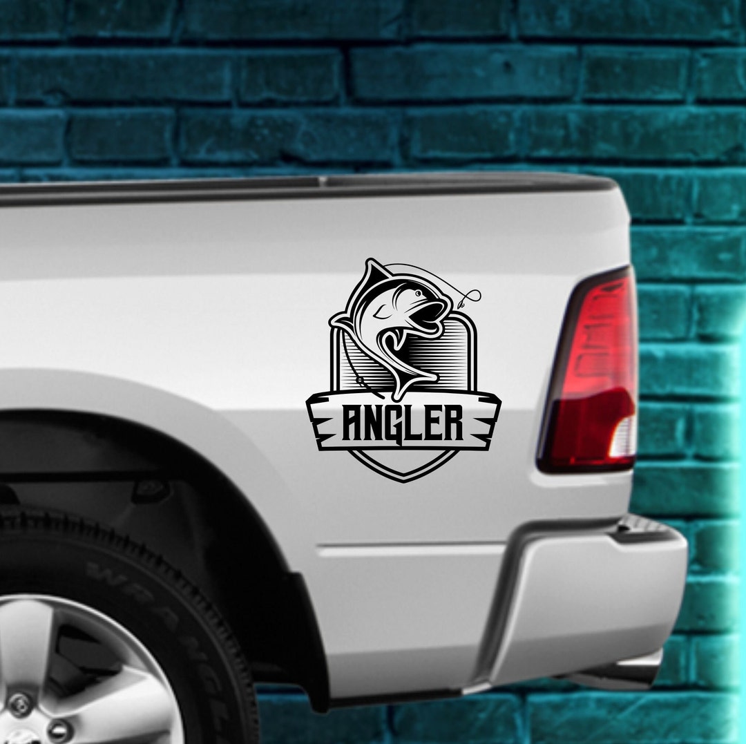 Angler Fishing Decals Truck Rear Bed Stickers Window Vinyl Graphics ...