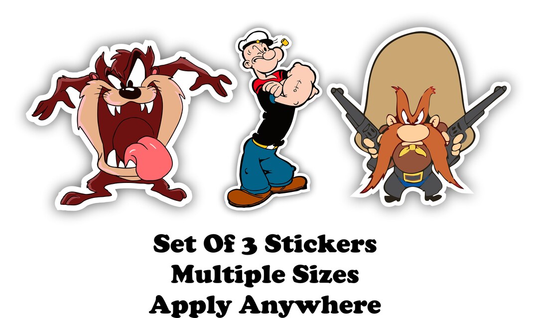Popeye Taz and Yosemite Sam Sticker / Vinyl Decal Multiple Sizes Indoor ...