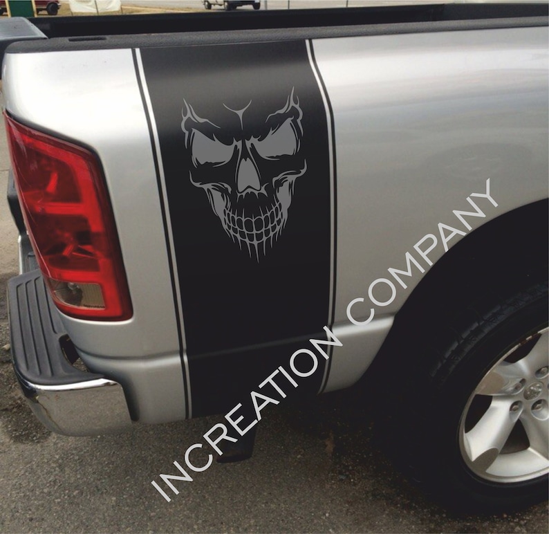 Skull Truck Decals, Sport Racing Stripes Stickers Compatible With Any ...