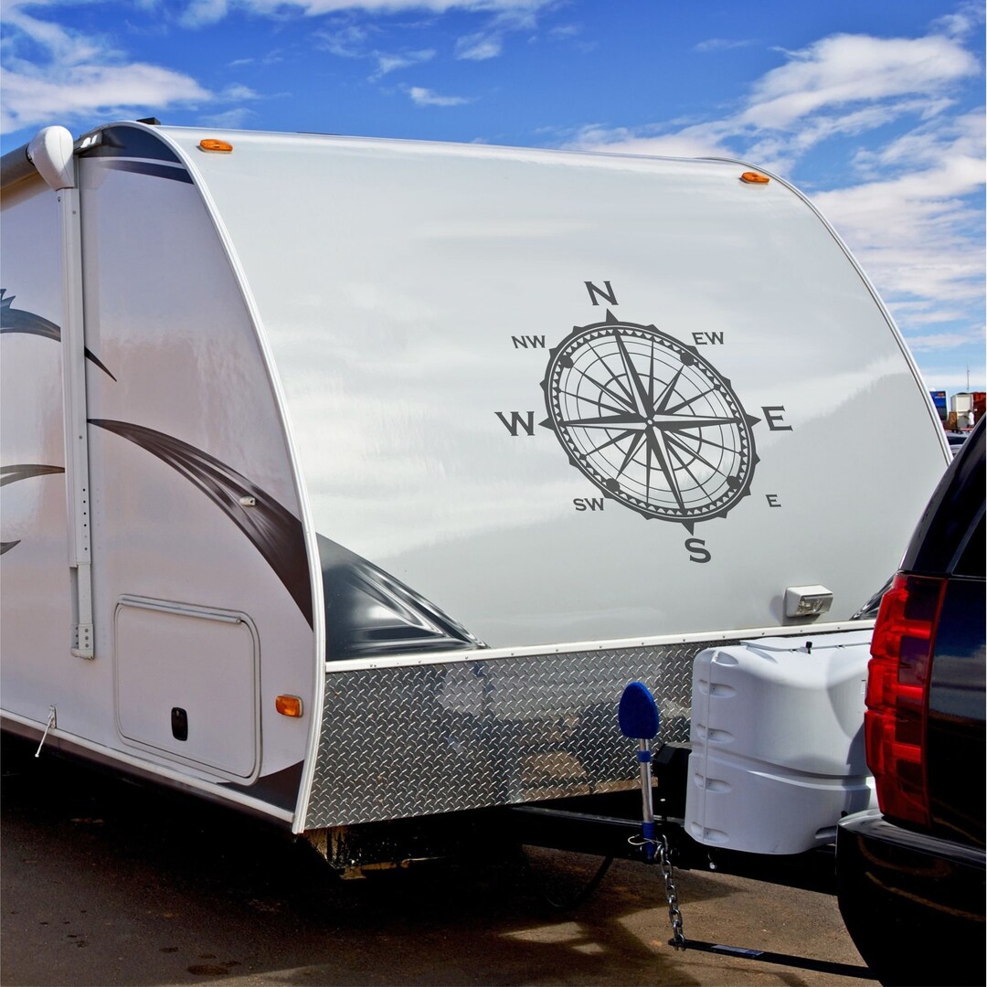 Compass Rose Camper RV Truck Decal, Camping Sticker, Travel Logo Custom ...