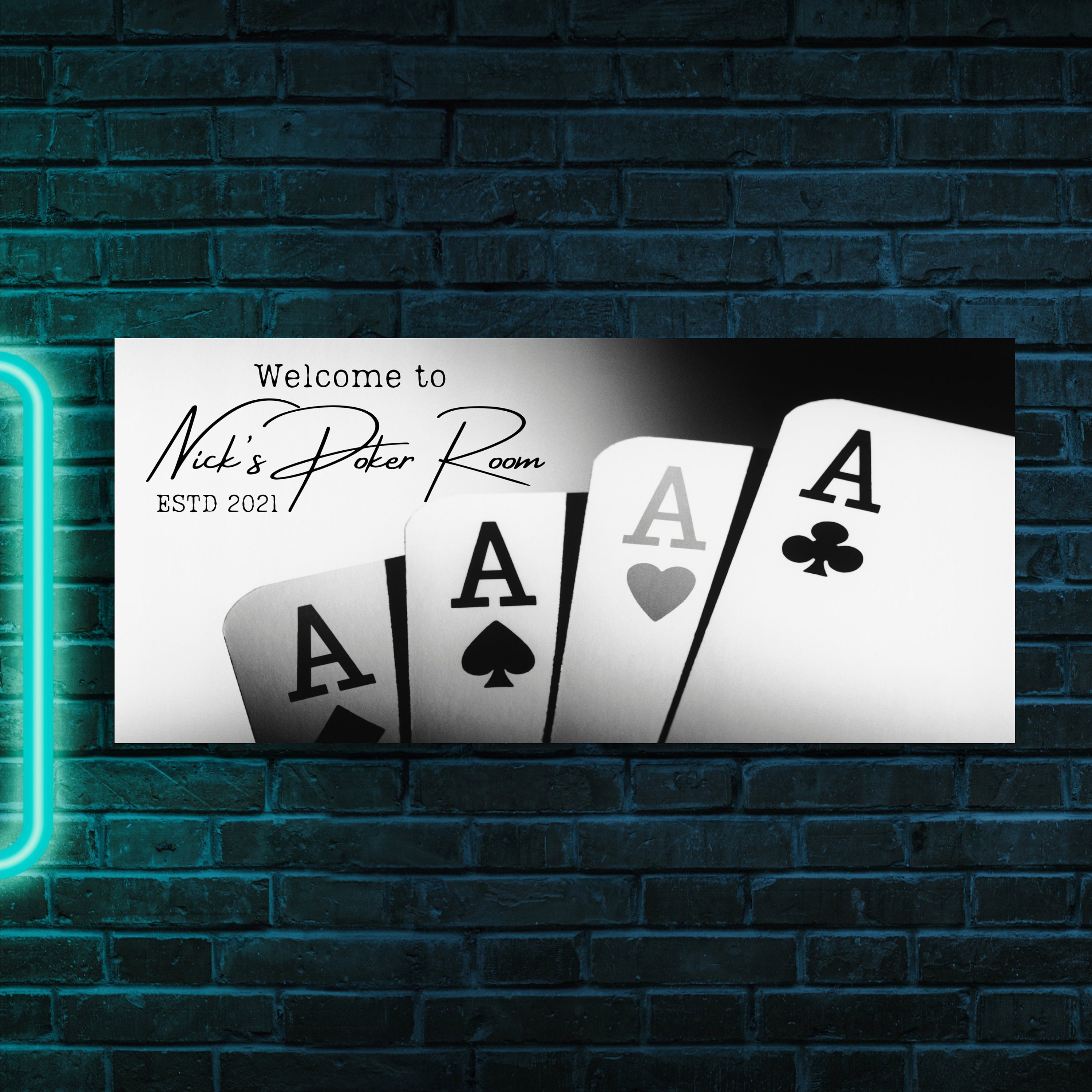 Personalized Poker Room Sign Custom Family Name Poker Room Wall Art ...