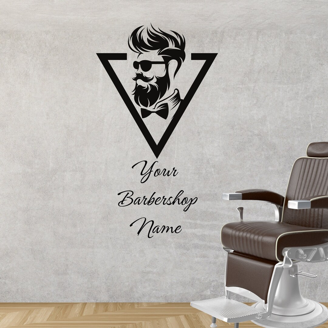 Personalized Barber Shop Wall Decal: Vinyl Art Mural - Etsy
