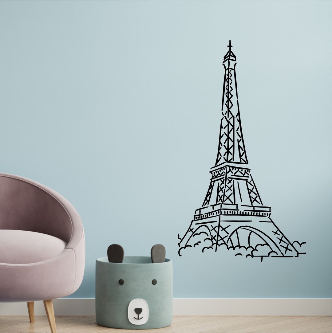 Eiffel Tower Wall Decal, Tour Eiffel Vinyl Wall Sticker, Wall Art, Wall ...