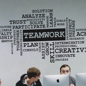 Teamwork Office Wall Decal, Motivational Vinyl Sticker Decor Logo Mural ...