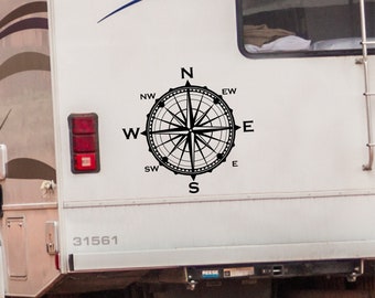 Compass Rose Camper RV Decal. Adventure Awaits Sticker, Travel Sign ...