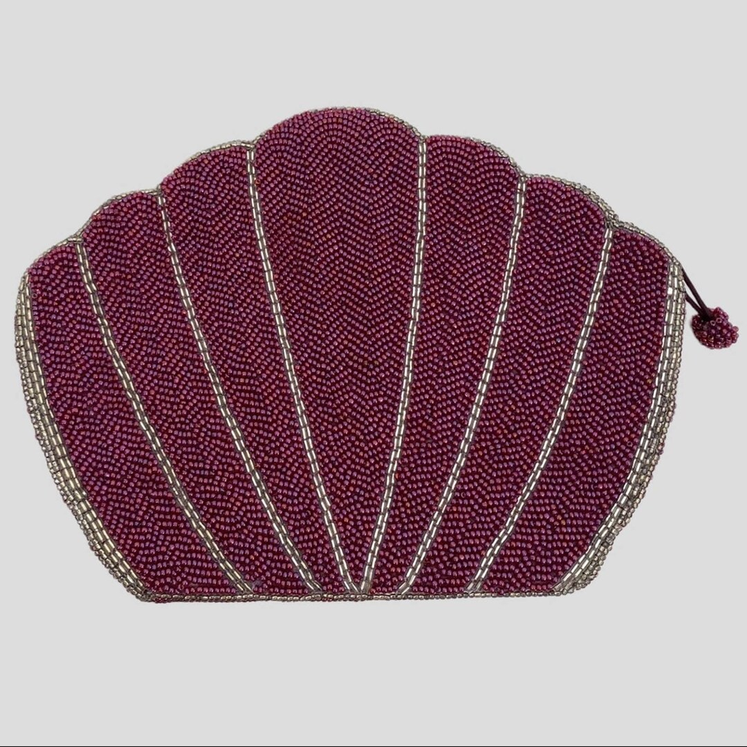 Vintage Genie Purple Silver Beaded Shell Zip Top Small Clutch - Etsy