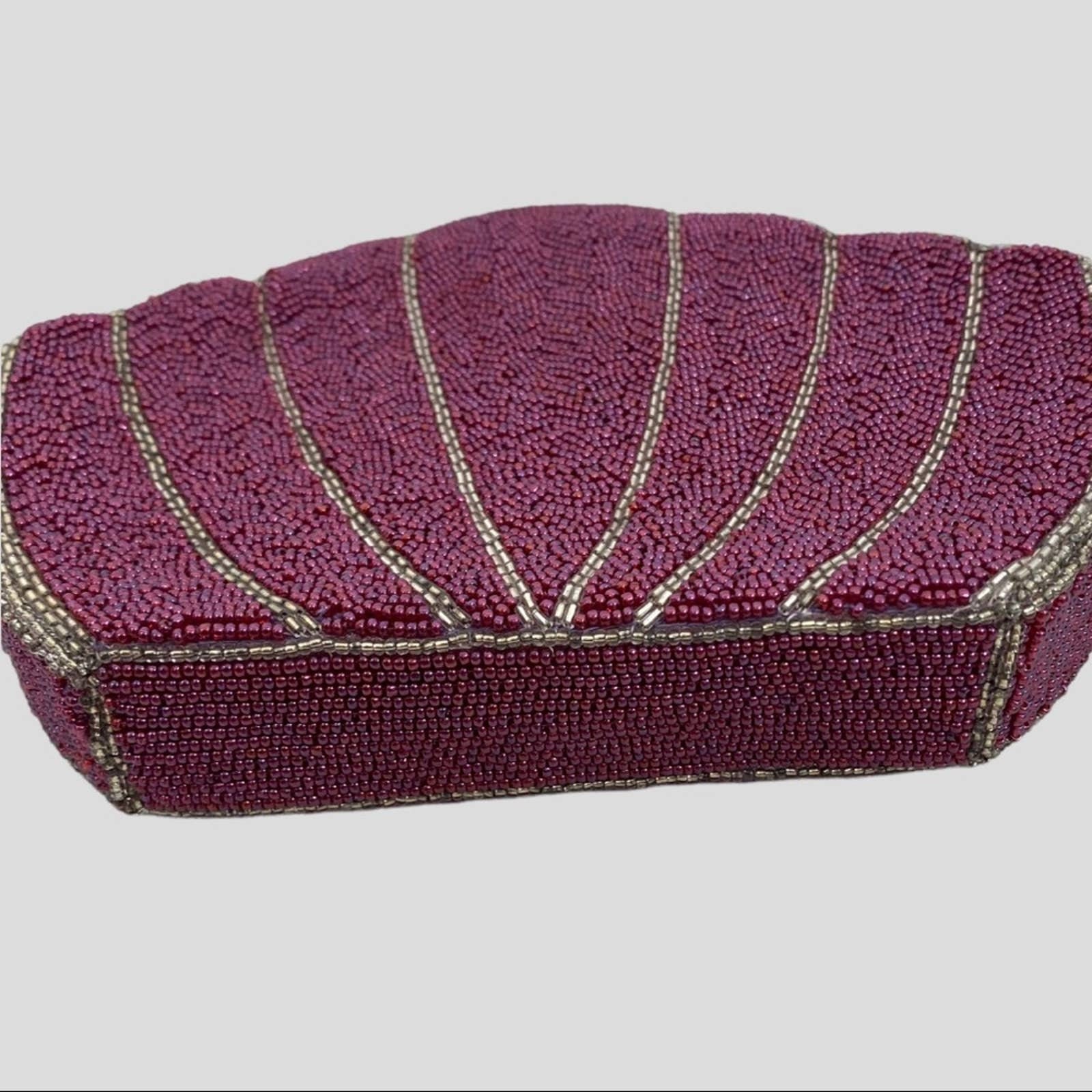 Vintage Genie Purple Silver Beaded Shell Zip Top Small Clutch - Etsy